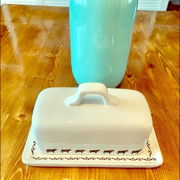 Dining | Farmhouse Decor Cow Butter Dish In Ceramic | Poshmark